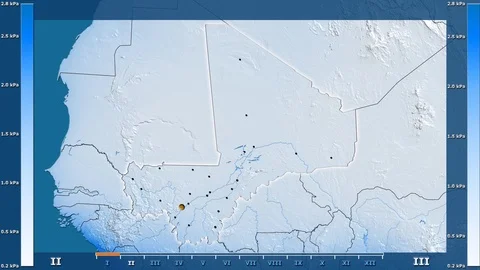 Mali - water vapor pressure, borders and... | Stock Video | Pond5