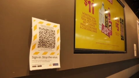 Mall/Airport Interior QR Code To Sign In | Stock Video | Pond5