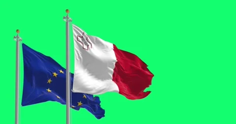 Malta and the European Union flags wavin... | Stock Video | Pond5