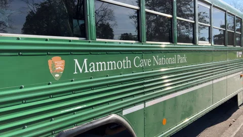 Mammoth Cave bus at stop 4k | Stock Video | Pond5
