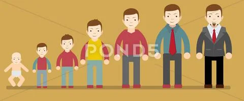 Man Aging Age Human Life Young Growing Old Process Stage Development ...