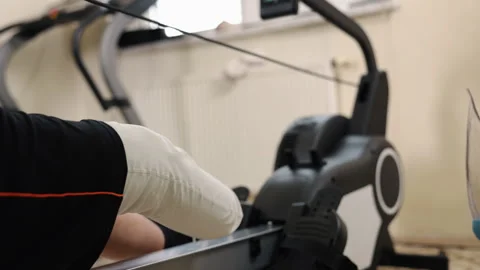 Man amputee, Rowing fitness, Prosthetic ... | Stock Video | Pond5