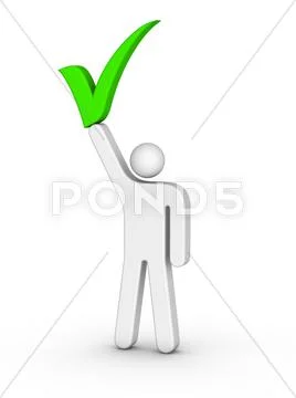 Man and green check mark: Graphic #34249425