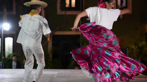 Man and woman dancing a Mexican cultural... | Stock Video | Pond5