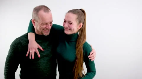 man and woman hugging as friends on whit... | Stock Video | Pond5