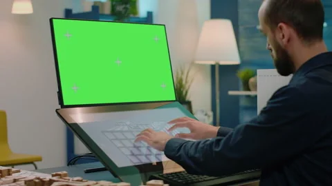 Man architect with green screen analyzin... | Stock Video | Pond5