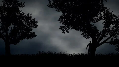 Man behind a tree silhouette | Stock Video | Pond5