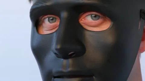man in black mask on face turns from pro... | Stock Video | Pond5