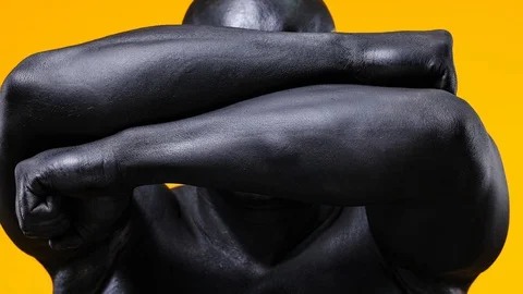 Man bodybuilder athlete with yellow colo... | Stock Video | Pond5