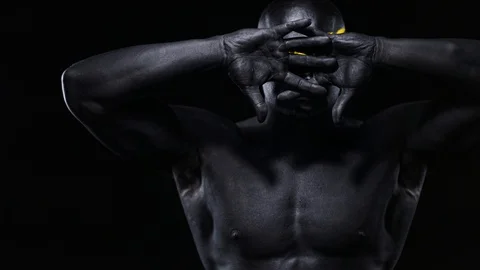 Man bodybuilder athlete with yellow colo... | Stock Video | Pond5