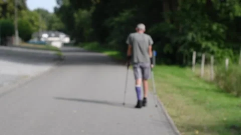 man with broken left leg in modern blue ... | Stock Video | Pond5