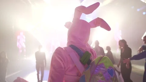 Man in a bunny suit dancing on dance flo... | Stock Video | Pond5