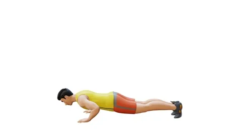 Man Character doing Push-Ups with rotati... | Stock Video | Pond5
