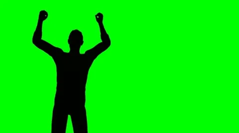 Man cheering silhouette green screen | Stock Video | Pond5