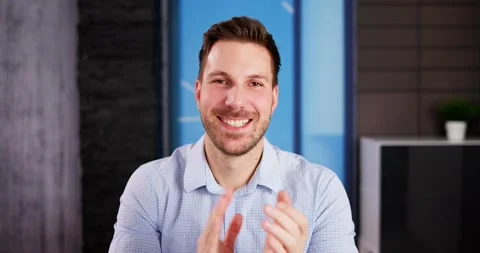 Man Clapping In Online Video Conference ... | Stock Video | Pond5