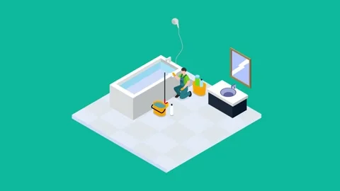 Bathroom Cleaning Animation Stock Video Footage | Royalty Free Bathroom ...