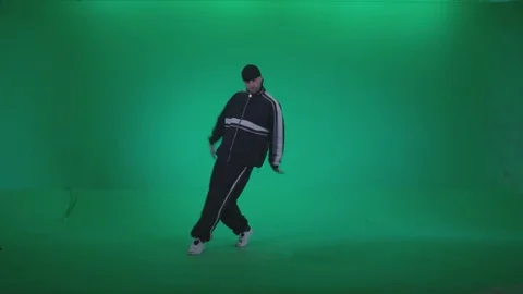 man dancing break dance on green screen | Stock Video | Pond5