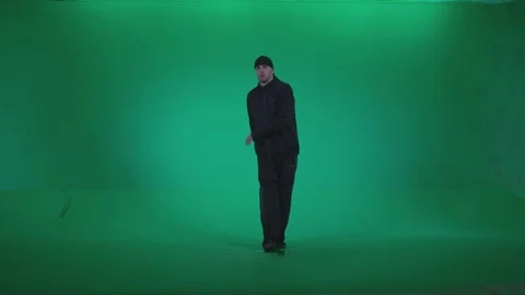 man dancing break dance on green screen | Stock Video | Pond5