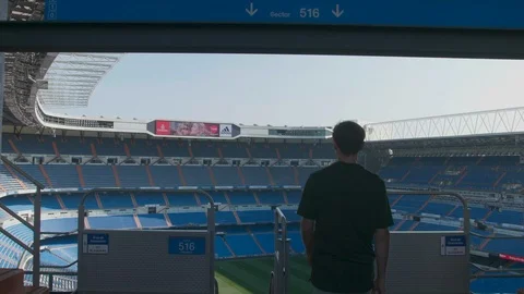 The man at the empty Santiago Bernabeu S... | Stock Video | Pond5