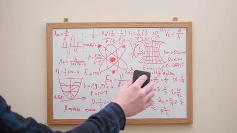 Man erasing formulas, graphs and charts ... | Stock Video | Pond5