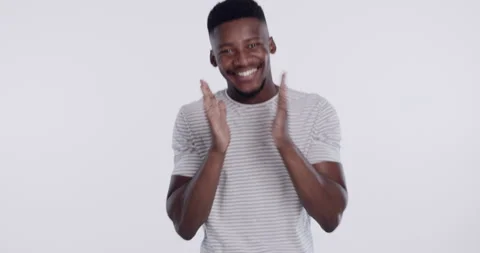 Man, face and clapping for achievement i... | Stock Video | Pond5