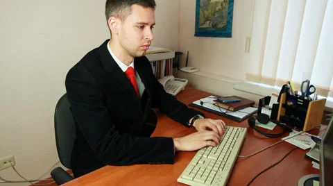 Man Finish His Working Day | Stock Video | Pond5