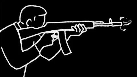 Man Firing Assault Rifle Drawing 2D Anim... | Stock Video | Pond5