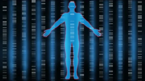 Man in front of dna barcodes . DNA barco... | Stock Video | Pond5