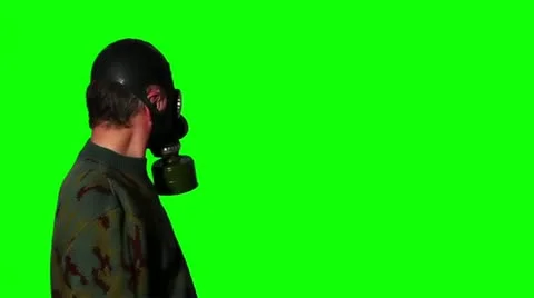 Man in gas mask on a green screen 2 | Stock Video | Pond5