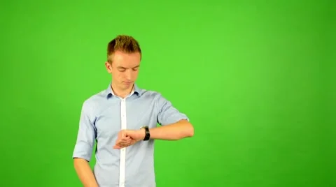 man - green screen - portrait - man wait... | Stock Video | Pond5
