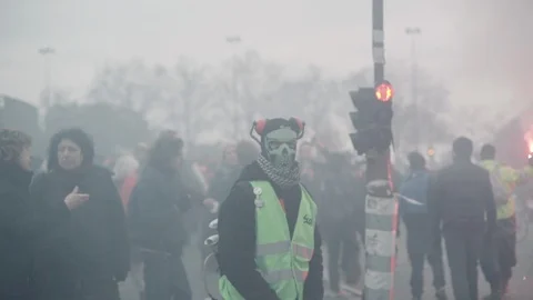 Man with green skeleton mask in reflecti... | Stock Video | Pond5