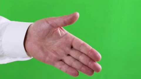 Man hand with palm wide open. Welcome ha... | Stock Video | Pond5