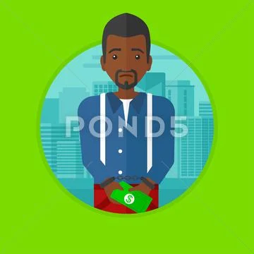 Man handcuffed for crime vector illustration: Graphic #67569249