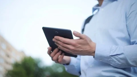 man hands holding moving tablet vertical... | Stock Video | Pond5
