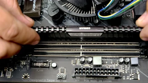 Man hands install RAM memory on computer... | Stock Video | Pond5