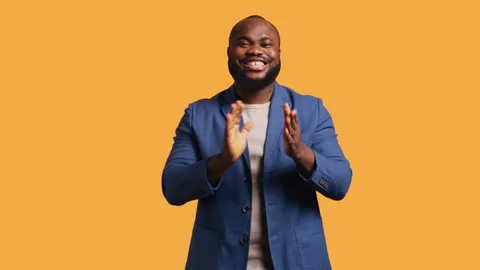 Man happily clapping hands, applauding, ... | Stock Video | Pond5