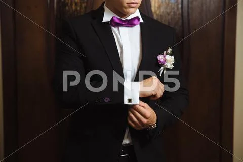 Man Holding Bow Tie. Elegant Gentleman Clother - Stock Image - Everypixel