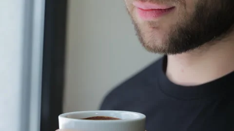 Man Holding Coffee Close-up. Steaming Ho... | Stock Video | Pond5