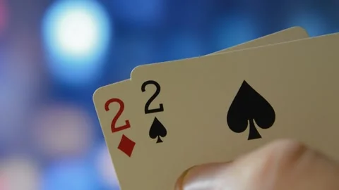 man holding two card on the poker table.... | Stock Video | Pond5
