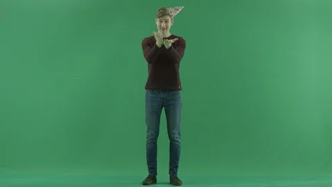 Man invites everybody to come, green chr... | Stock Video | Pond5