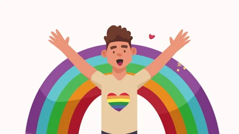 man with lgtbiq community flag animation | Stock Video | Pond5