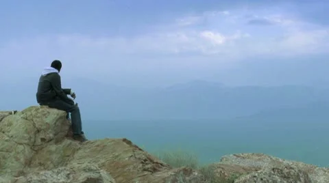 Man Looking Over Horizon Stock Video Footage | Royalty Free Man Looking ...