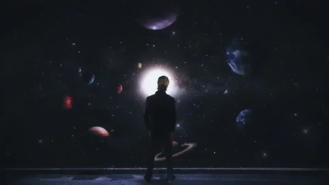 Man Looking Solar System Planets Standin... | Stock Video | Pond5