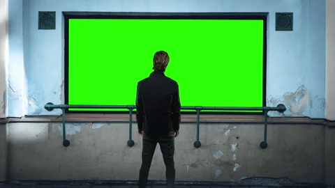 Man Looking Wall Green Screen Standing O... | Stock Video | Pond5