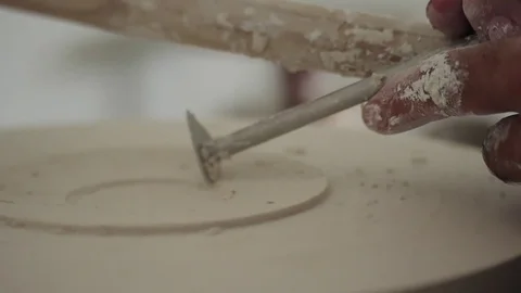 man modeling plaster cast pottery with c... | Stock Video | Pond5