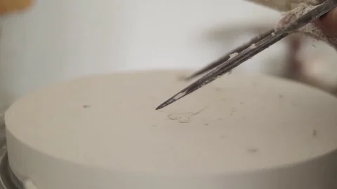 man modeling plaster cast pottery with c... | Stock Video | Pond5