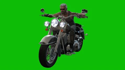 Man On Motorbike Green Screen Animation ... | Stock Video | Pond5