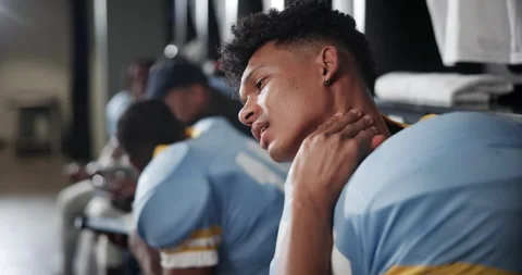 Man, neck injury and football player wit... | Stock Video | Pond5