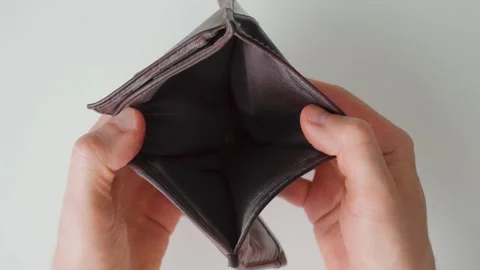 Man opening an empty wallet. Poverty. Cl... | Stock Video | Pond5