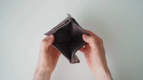 Man opening an empty wallet. Poverty | Stock Video | Pond5